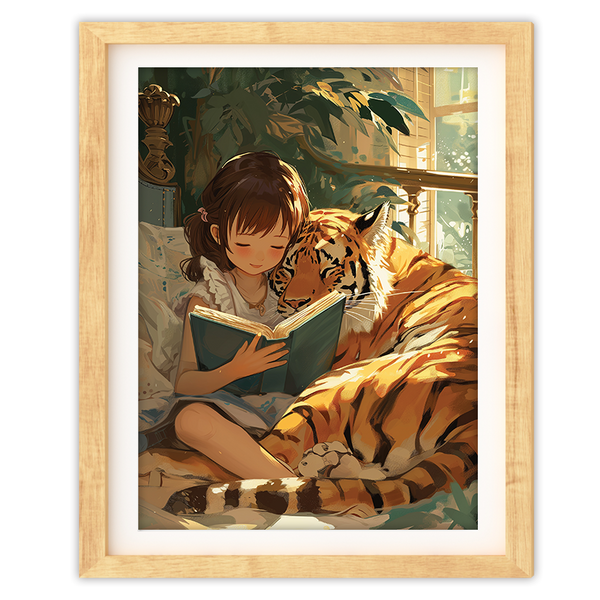 Reading With Tiger - Art Print - Good News Gifts